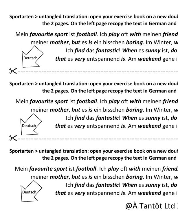 Tangled translation - Sport - German | Teaching Resources
