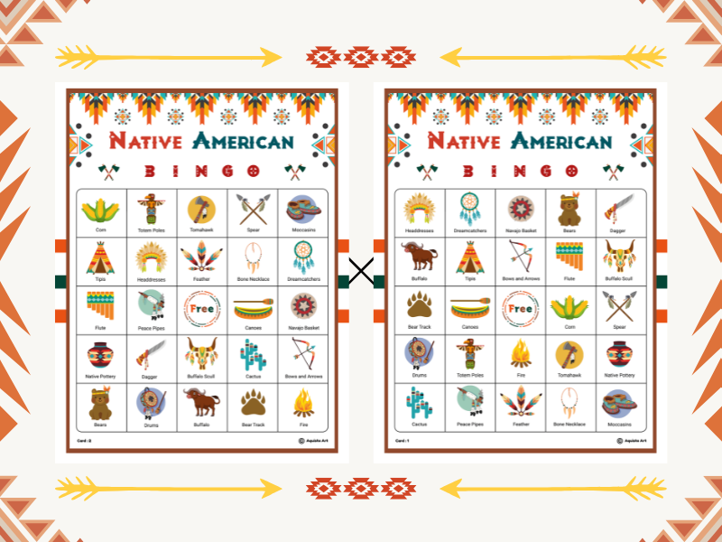 Native American Heritage Month Bingo Game Cards : Native & Cultural ...