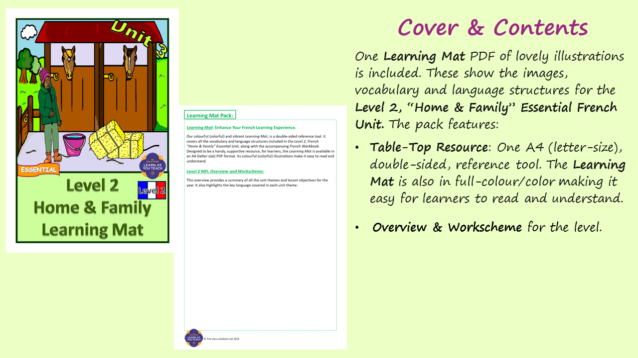KS2 FRENCH: YEAR 4 LEARNING MAT - HOME & FAMILY | Teaching Resources