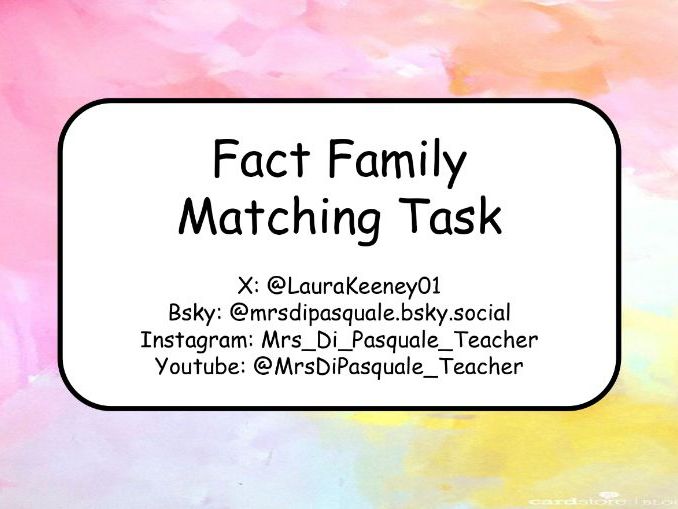 Fact Family Matching Task | Teaching Resources