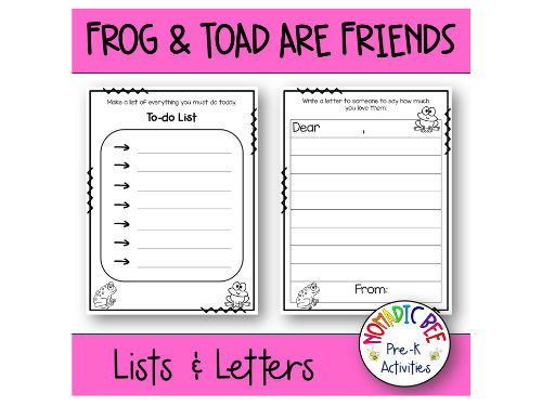 Frog and Toad are Friends Activities - Lists & Letters | Teaching Resources