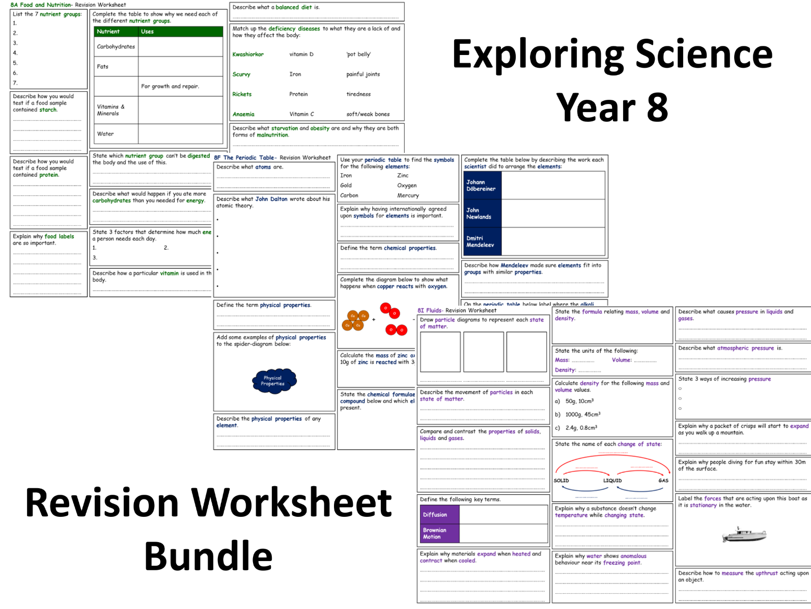 Exploring Science Year 8 Revision Worksheets Teaching Resources Exploring Science Year 8 Revision Worksheets Teaching Resources
