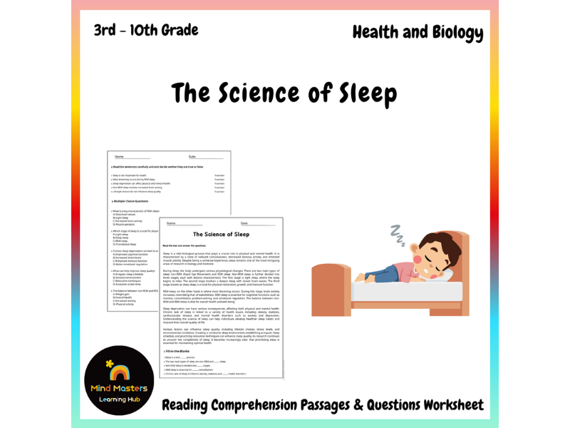 The Science of Sleep Reading Comprehension Passages & Questions ...
