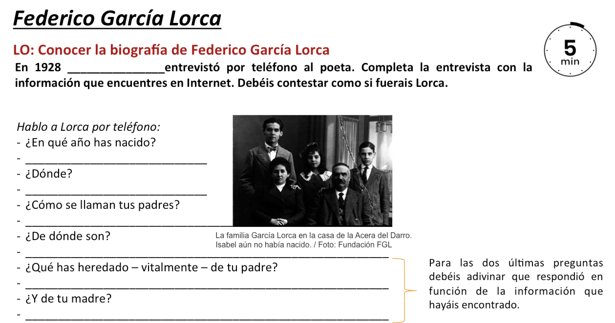 Spanish A Level: Biography of Federico García Lorca | Teaching Resources
