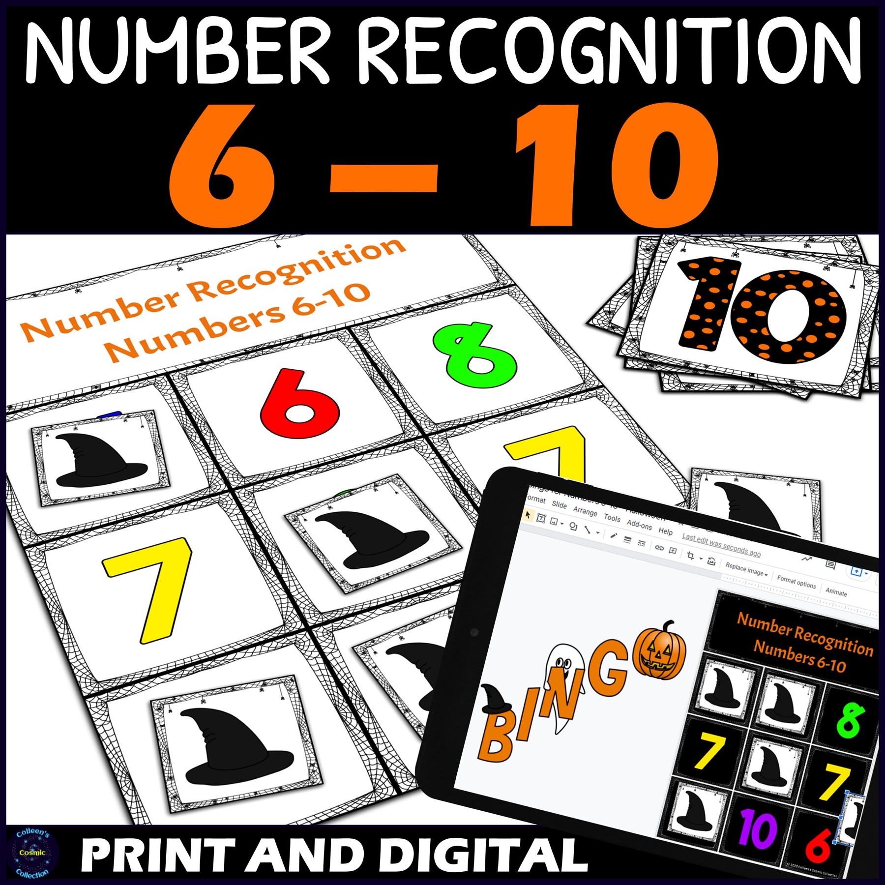 Halloween Number Recognition 6-10 Activity - Bingo Game - Printable and ...