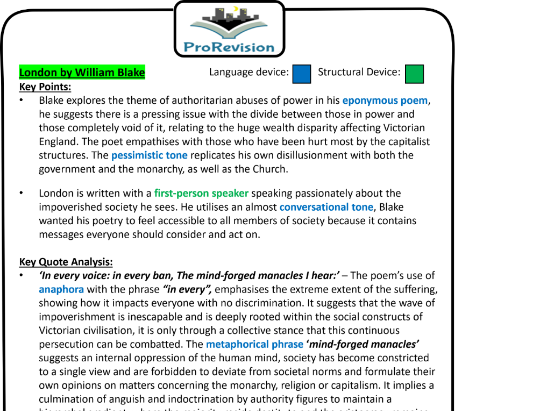 GCSE English Lit P&C Poetry Bundle (Separate Files) | Teaching Resources