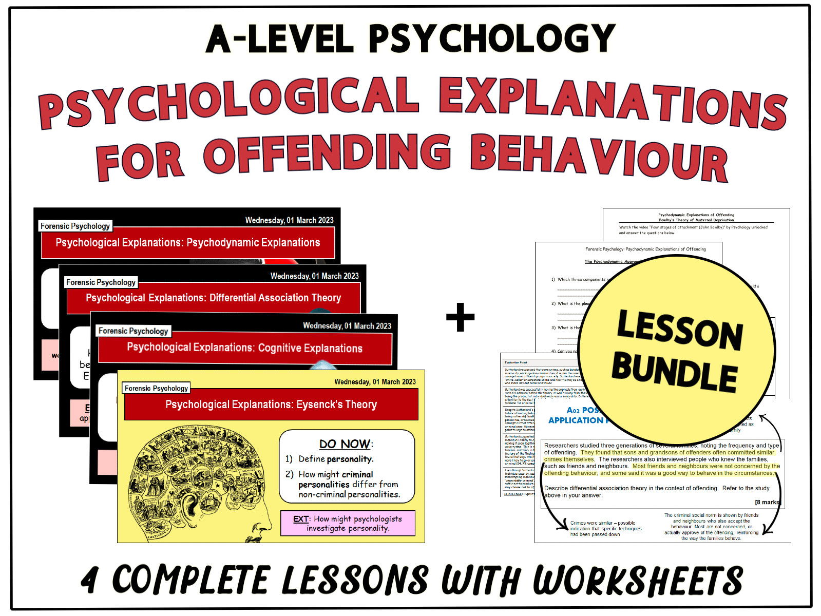 Psychological Explanations For Offending Behaviour Lesson Bundle