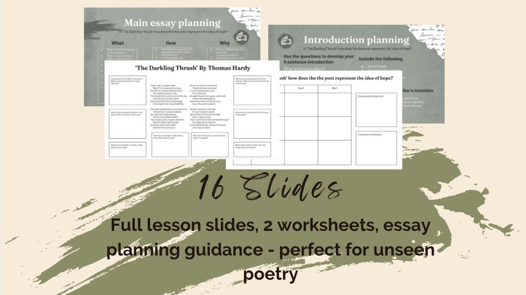 Unseen Poetry - 'The Darkling Thrush' by Thomas Hardy Lesson and ...