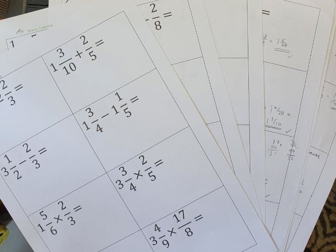 Mixed Operation Fraction Arithmetic Flashcards | Teaching Resources