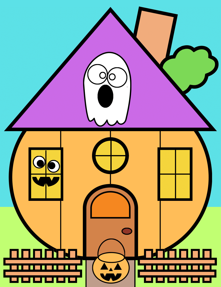 Pumpkin Haunted House Name Art Craft -Halloween / Fall Bulletin Board ...