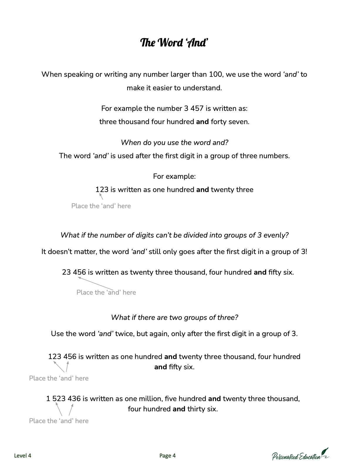 Year 4 Reading And Writing Numbers Booklet Teaching Resources
