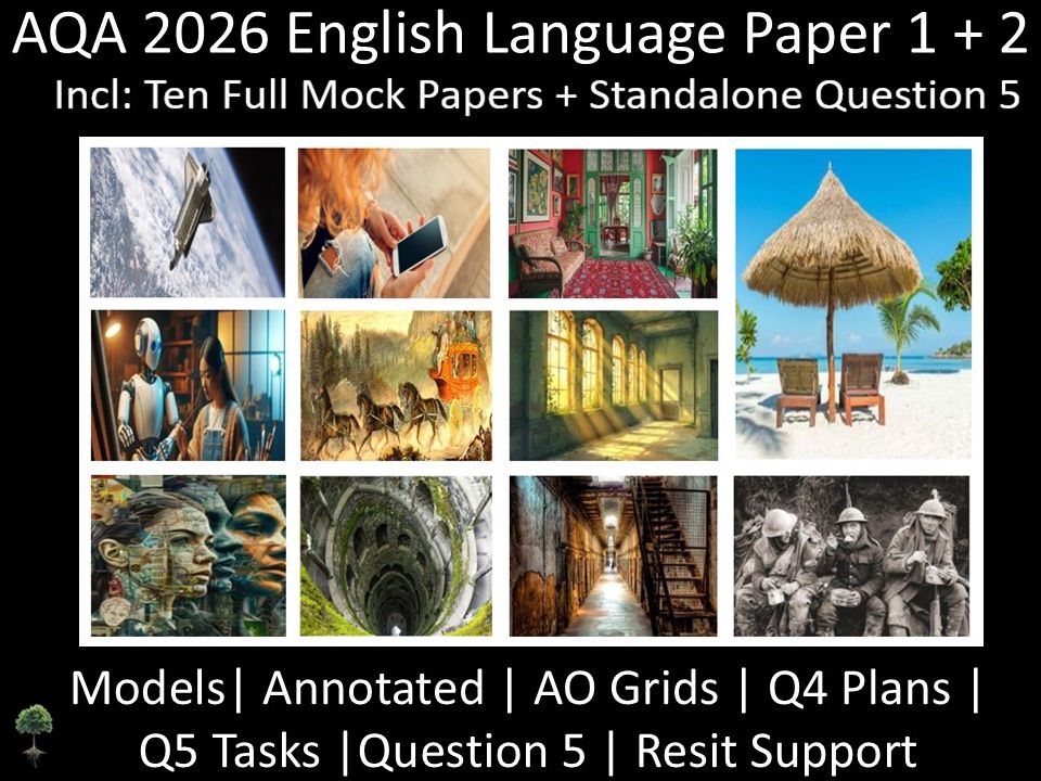 Ten AQA 2026 English Language Paper 1 + 2 Mocks + Question 5 | Layered ...