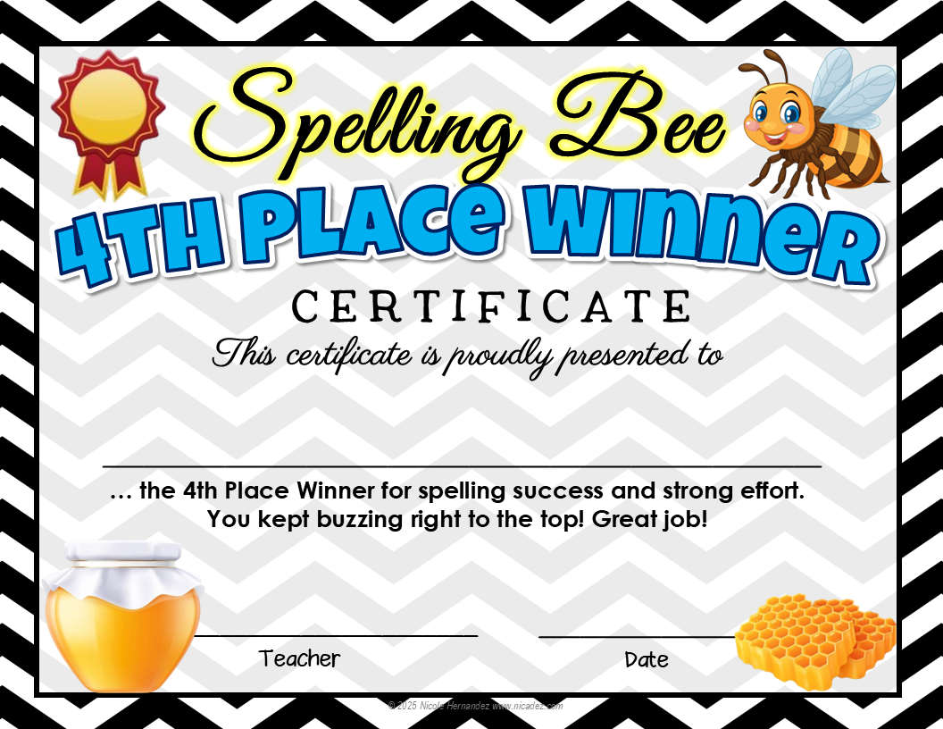 Spelling Bee Certificates - EDITABLE | Teaching Resources