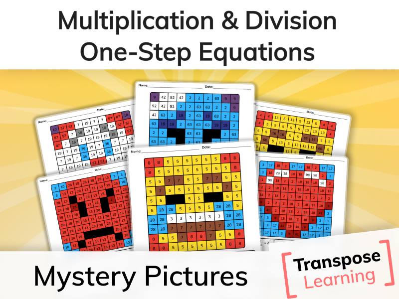 One Step Equations With Multiplication & Division Emoji Mystery ...