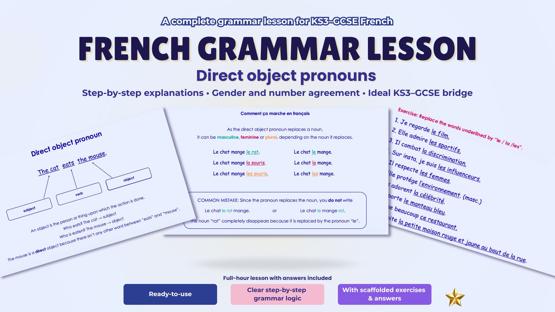 Direct object pronouns – French GCSE grammar lesson | Teaching Resources