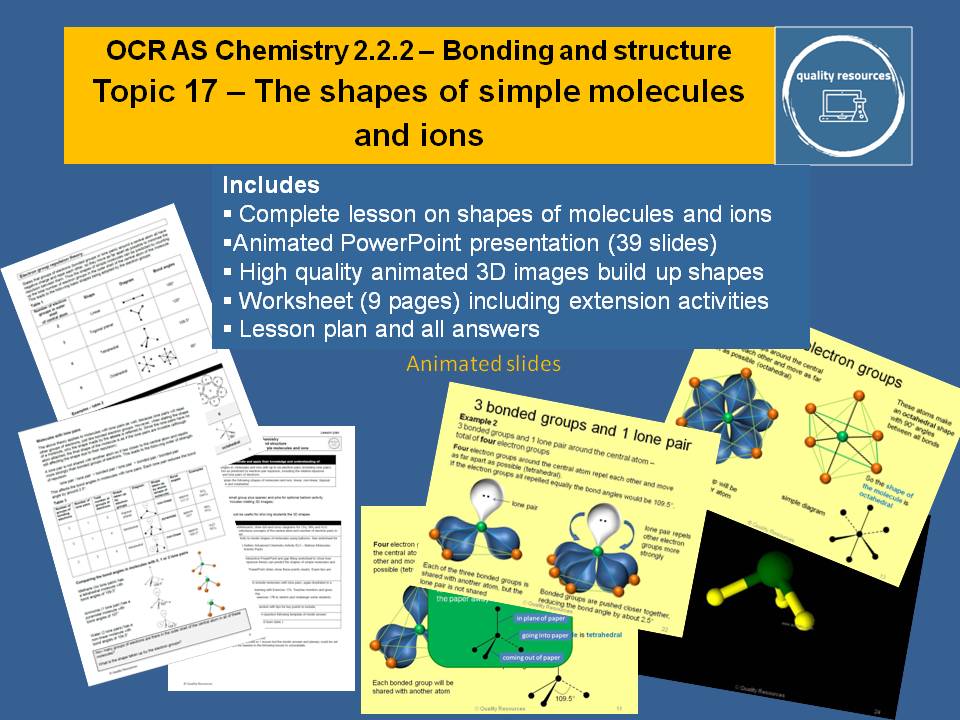 Shapes of molecules and ions - OCR AS Chemistry | Teaching Resources