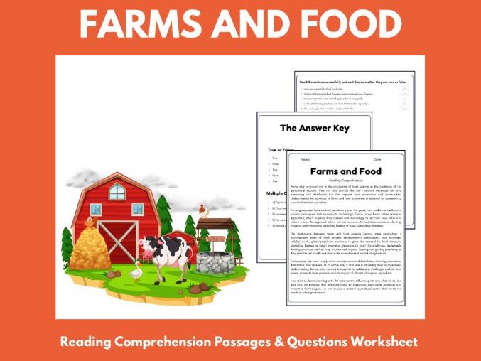 Farms and Food: Reading Comprehension Passages & Questions Worksheets ...