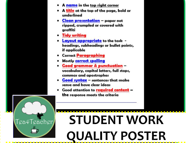 Poster of Expectations for Student Work Quality & Presentation ...