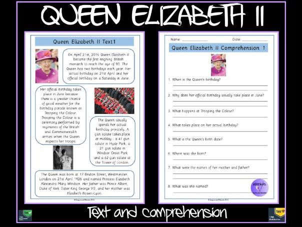 Queen Elizabeth II Text and Comprehension by Krazikas | Teaching Resources
