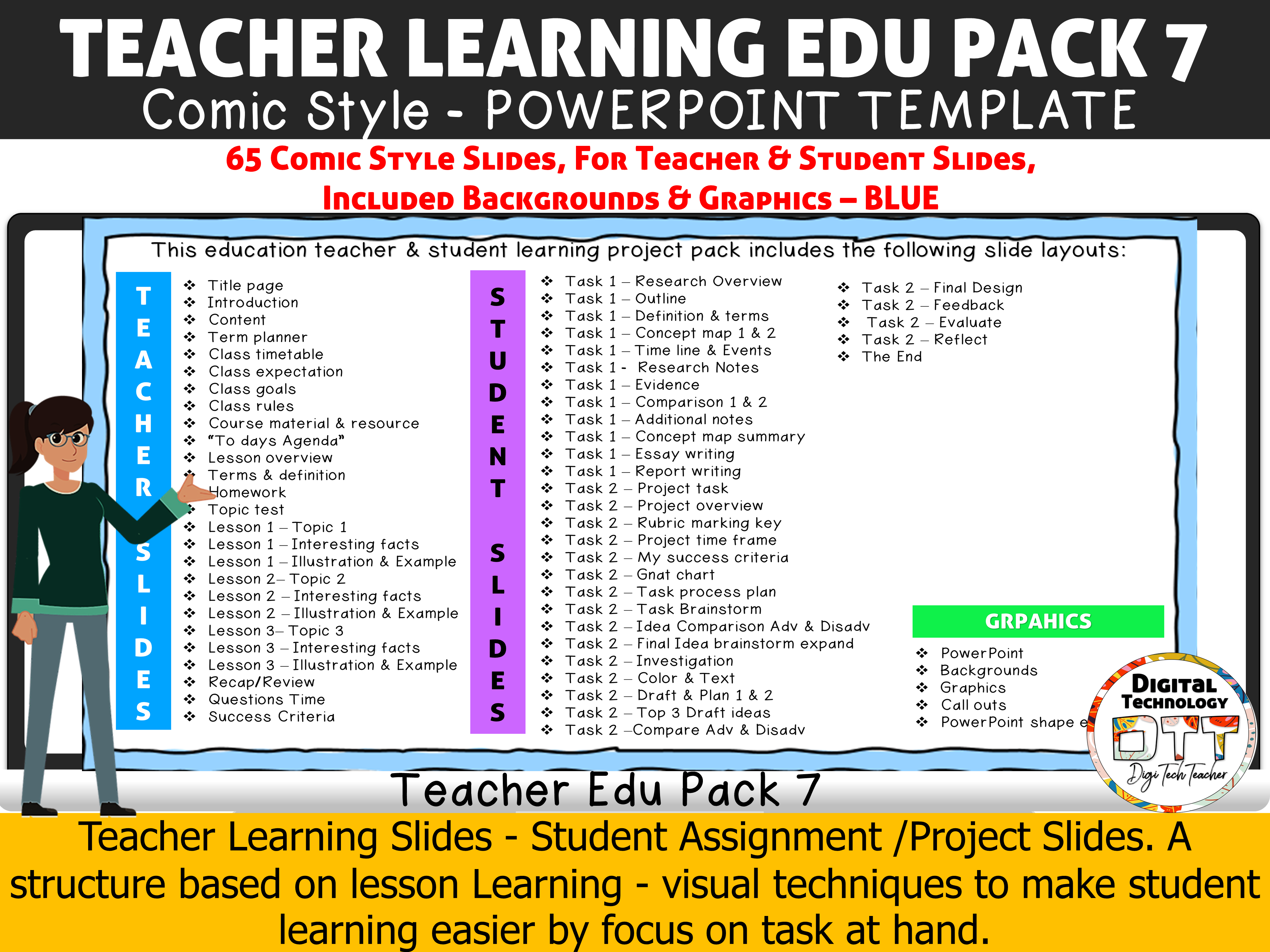 Teacher Course Planner PowerPoint 7, Project Task Planner, Assignment ...
