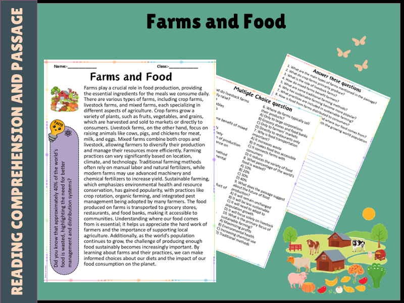 Exploring Farms and Food: Engaging Reading Passage with Thought ...