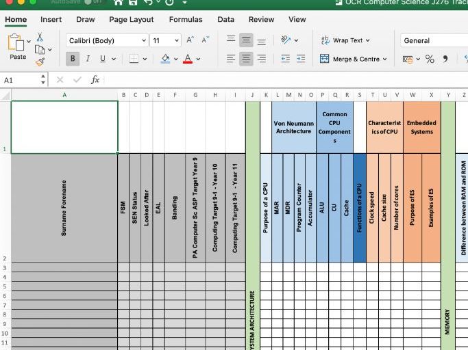 OCR Computer Science (J276) Tracking Sheet | Teaching Resources