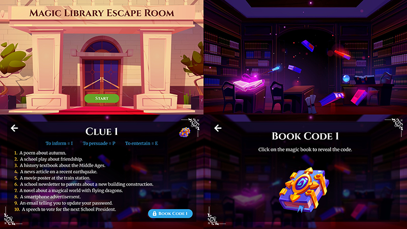 Magic Library Escape Room | Purpose of Text Types | Teaching Resources