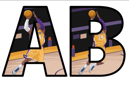 Famous Person Kobe Bryant Basketballer Lettering Set Display Title ...