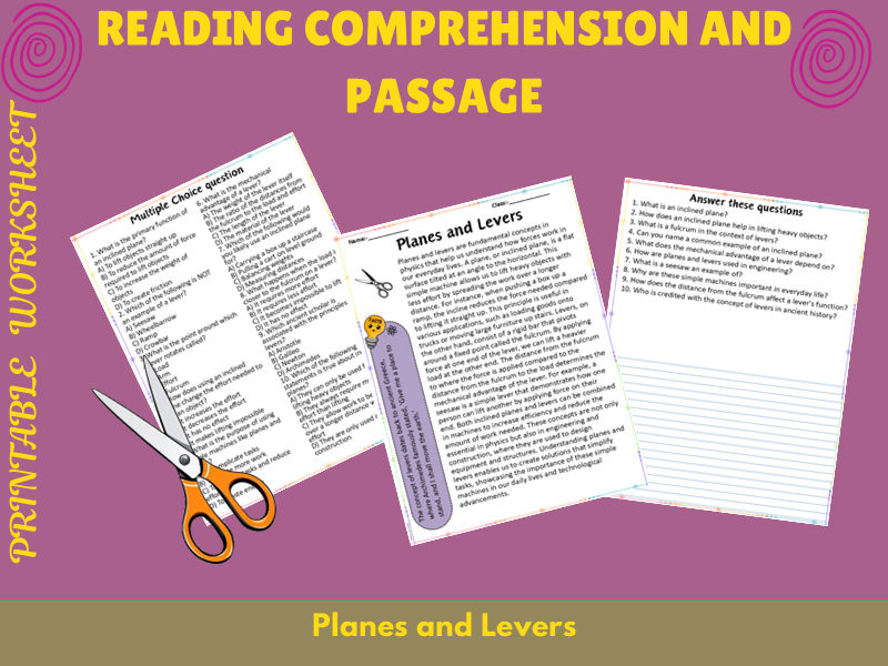 Exploring Planes and Levers: Engaging Reading Passage with Questions ...