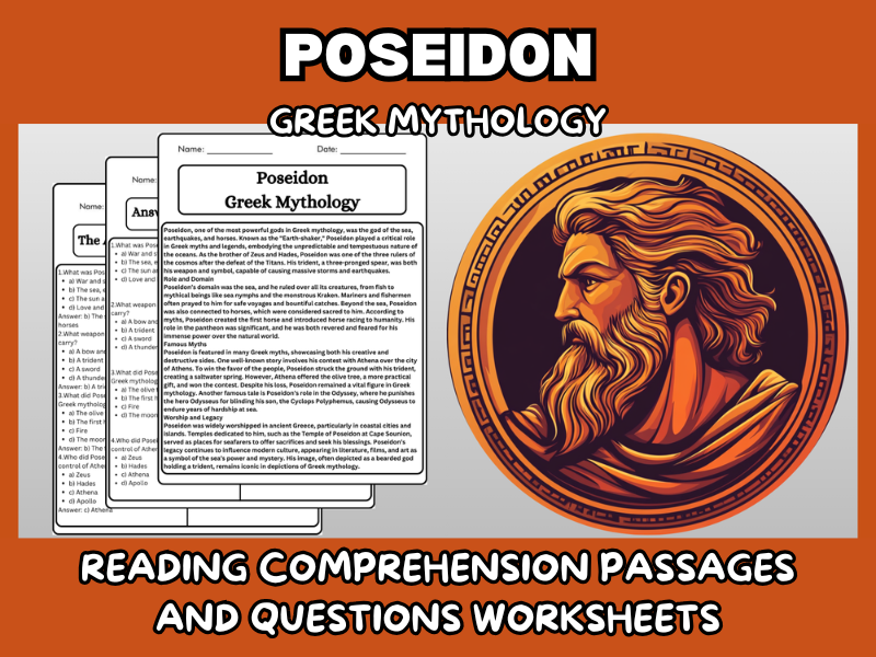 Poseidon - Greek Mythology Reading Comprehension Passages and Questions ...