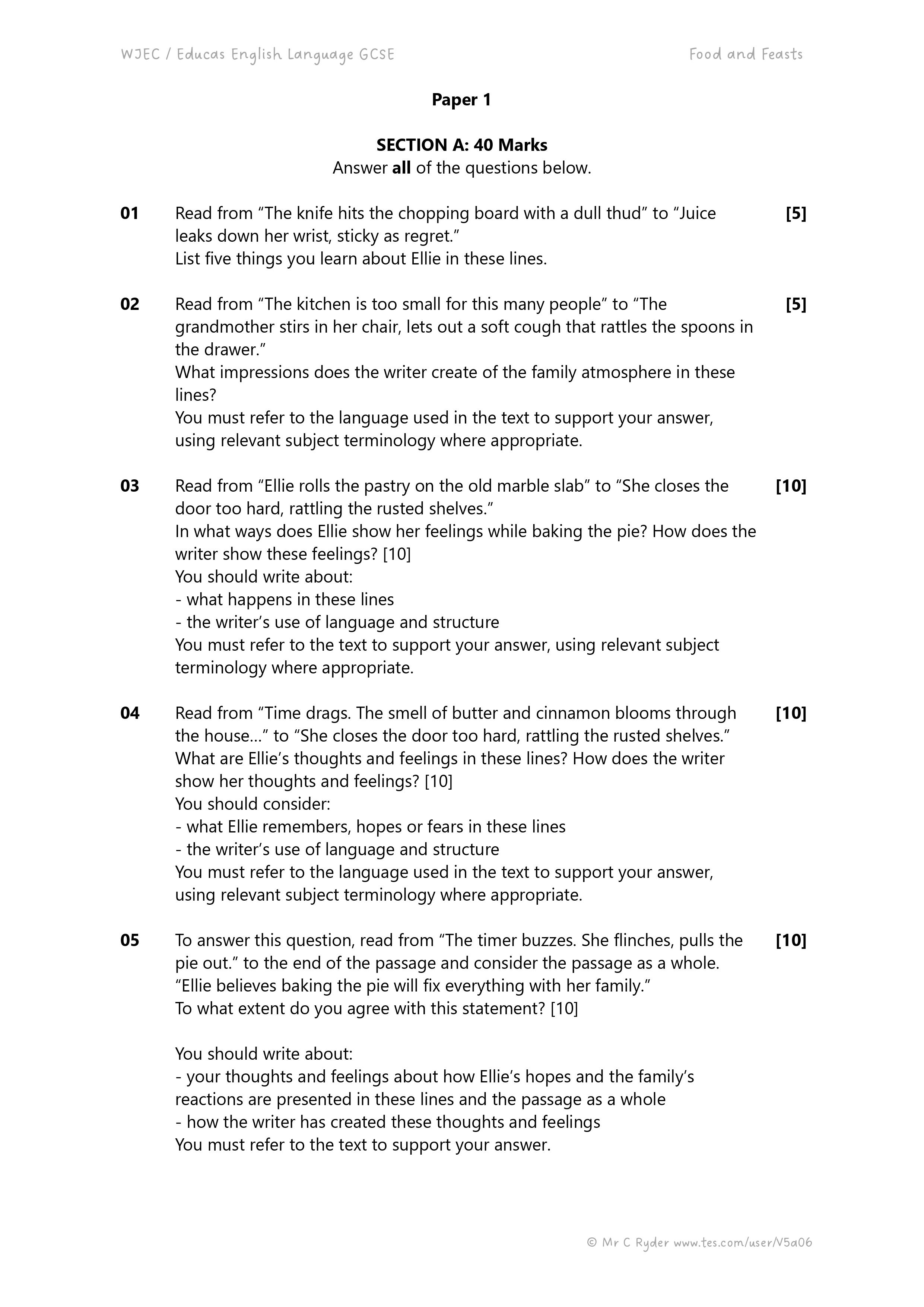 Original EDUQAS / WJEC GCSE English Language Papers | Teaching Resources