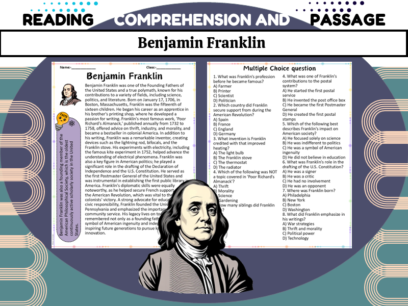 Exploring the Legacy of Benjamin Franklin: Engaging Reading Passage and ...