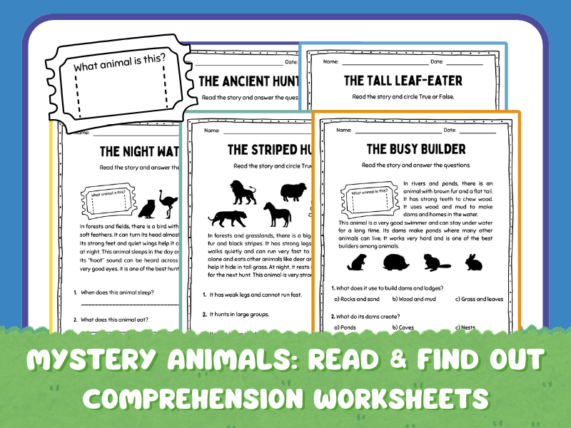 Mystery Animals: Read & Find Out - Comprehension Worksheets | Teaching ...