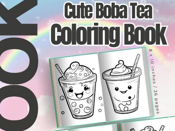 Cute Boba Tea Coloring Pages Vol.3 / Sheets of Cute Boba Tea Clipart ...