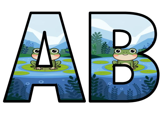 Frog Toad Amphibian Lily Pad Pond Lettering Set Display Title Letters ...