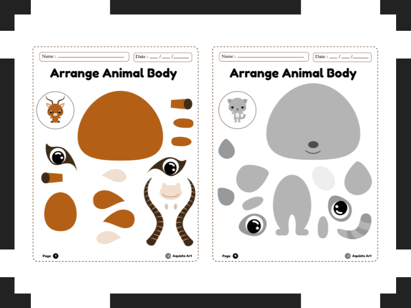 Arrange Animal Body and Practice Cut and glue skilles Worksheets ...