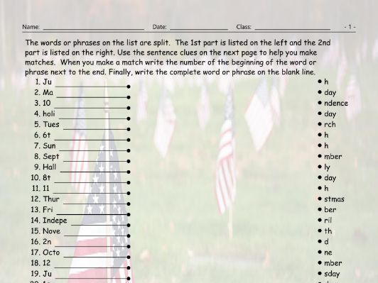 Weekdays-Months-Dates Word Links Worksheet | Teaching Resources Weekdays-Months-Dates Word Links Worksheet | Teaching Resources