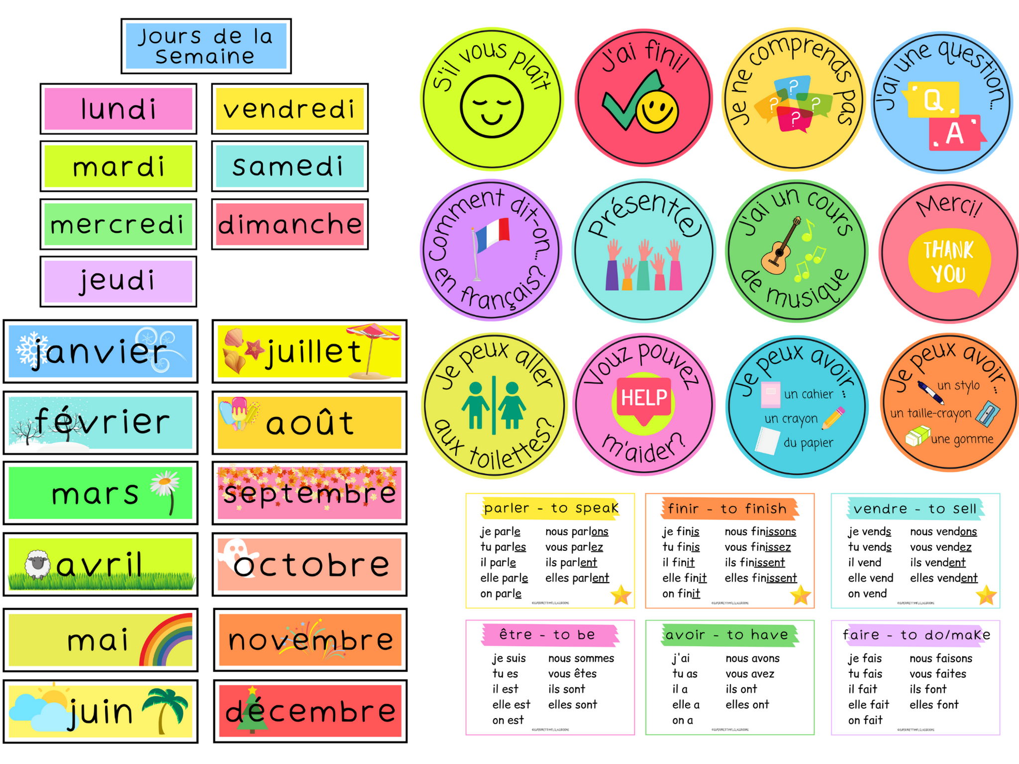 Whole-school French resources: days, dates, months, seasons
