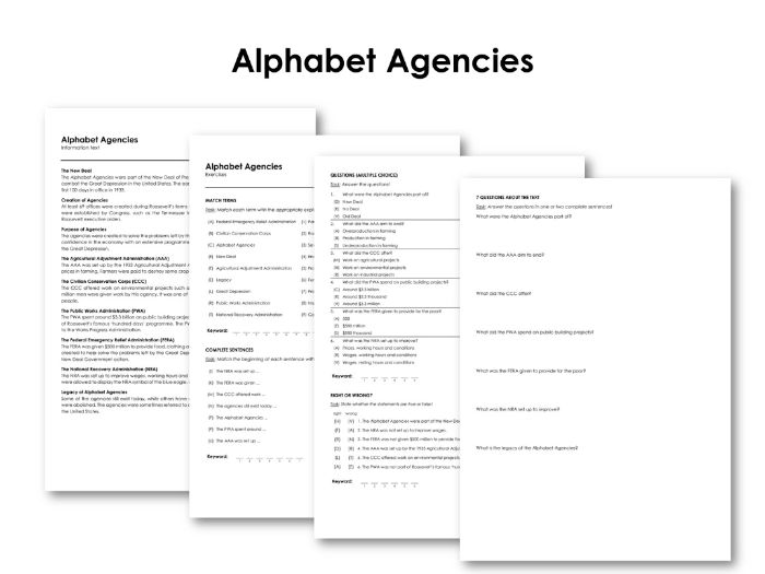 Alphabet Agencies | Teaching Resources