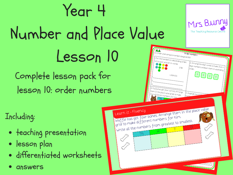 Order Numbers Lesson Pack Year 4 Number And Place Value Teaching Order Numbers Lesson Pack Year 4 Number And Place Value Teaching