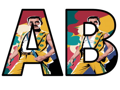 Freddie Mercury Queen Singer Music Pop Art Lettering Set Display Title ...