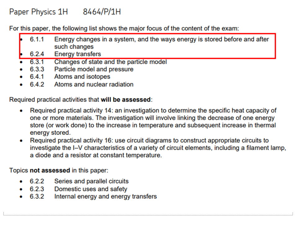 Combined Science Higher Paper 1 Physics | Teaching Resources