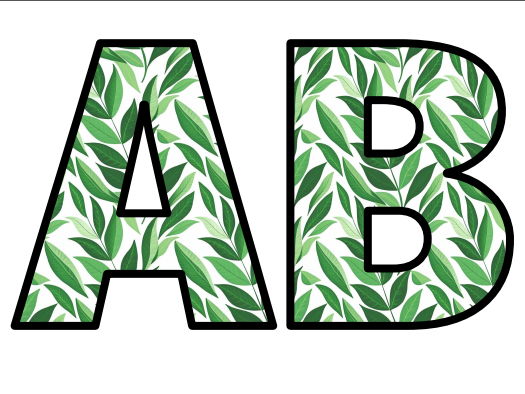 Green Plants Leaves Nature Lettering Set Display Title Letters Numbers ...