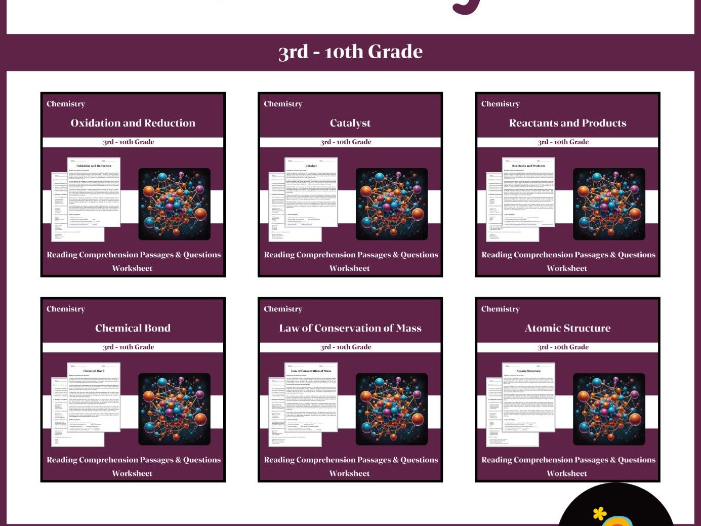 Chemistry Reading Comprehension Passages & Questions Worksheets Bundle ...