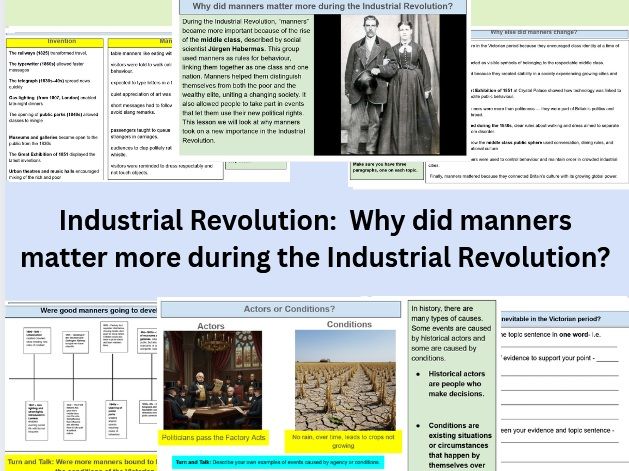 KS3 History Industrial Revolution Lesson - Why Did Manners Matter More ...