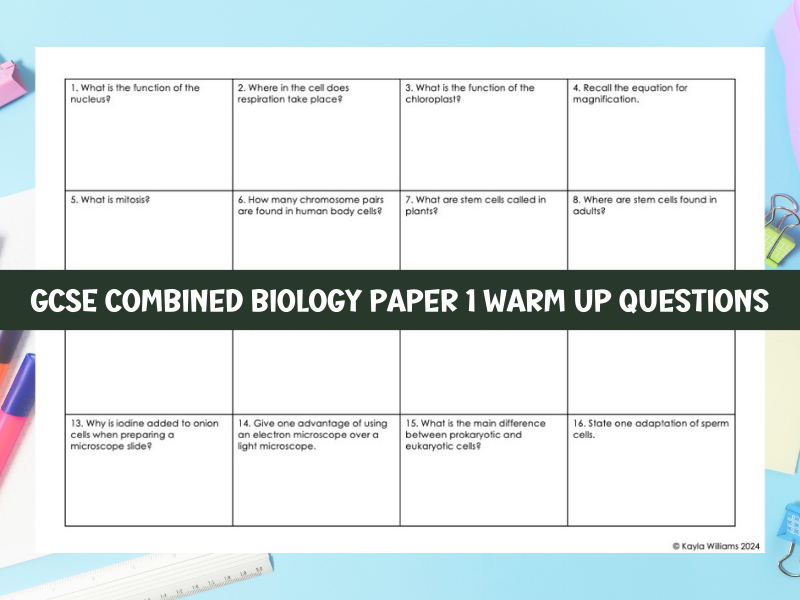 Biology GCSE Worksheets: Warm-Up Activities | Teaching Resources