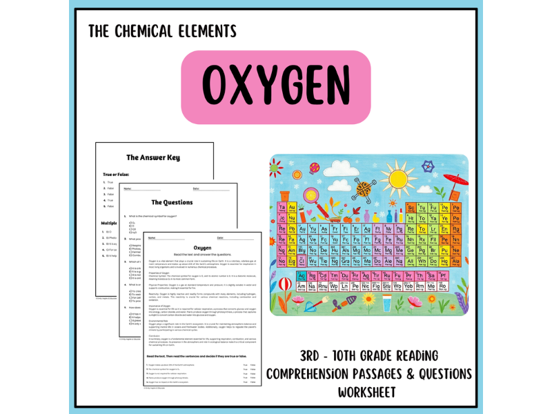 Oxygen - Reading Comprehension Passages & Questions Worksheets ...