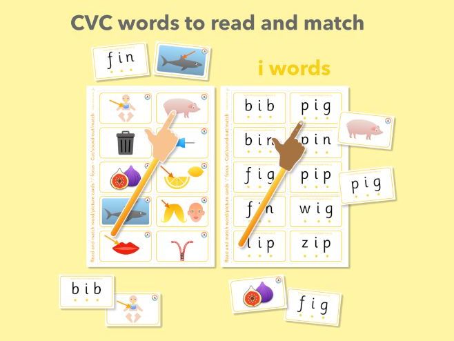 CVC Read and Match Cards: Short 'i' Sound | Teaching Resources