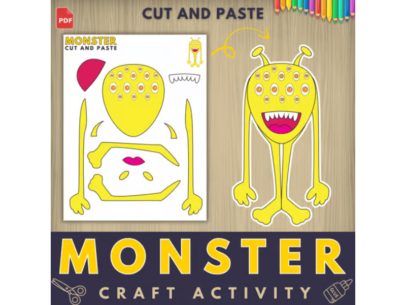 Silly Monster Craft Activity | Build-a-Monster | Color, Cut and Paste ...