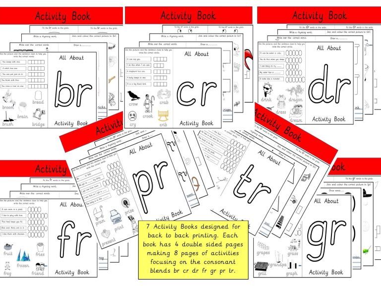 7 Activity Books for Consonant Blends - br cr dr fr gr pr tr | Teaching ...
